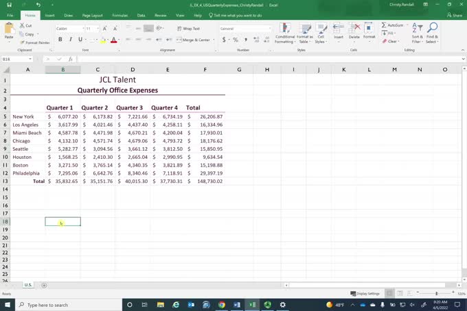 Excel Module 4 Textbook Project